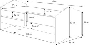 ADRK Furniture Postel s matrací CASIMO GIRL WITH WINGS 160x80 CH-Cas-Gir-Wing-160-n-E401