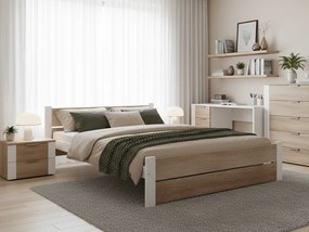 Postel IKAROS DOUBLE 140 x 200 cm, bílá/dub sonoma Matrace: Matrace Coco Maxi 20 cm, Rošt: Bez roštu