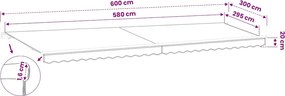 Náhradní plachta na markýzu krémová 600 x 300 cm polyesterová 141015