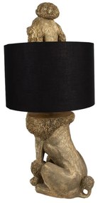 Stolní lampa ve tvaru zlatého psa pudla s černým stínidlem – 30x28x57 cm