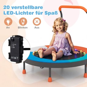 Costway Dětská trampolína Ø90 cm s LED osvětlením a madlem a taškou na přenášení
