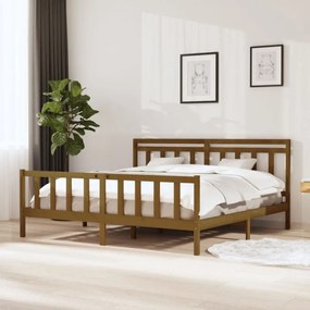 Rám postele medově hnědý masivní dřevo 200 x 200 cm,  3100981 HangarStore.cz