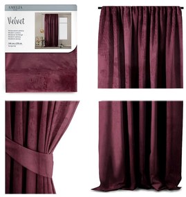 Závěs AmeliaHome Velvet 140x270 cm burgundy