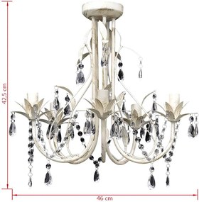 Elegantní, křišťálový lustr bílý na pět žárovek 240687