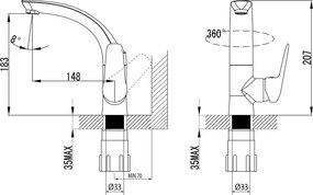 Sapho Fly DF004 umyvadlová baterie s otočnou hubicí stojánková páková