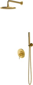 OMNIRES - Sprchový set s baterií pod omítku, s tělesem, průměr 25 cm, kartáčované zlato SYSY19GLBROZ1