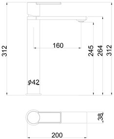 Gamma Simba, vysoká umyvadlová baterie h-312, chromová, GMA-BSAUW-CH