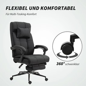 Ergonomická kancelářská židle Vinsetto s nastavitelným opěradlem, hlavovou opěrkou, opěrkami na ruce a výškově nastavitelná otočná židle s podnožkou …