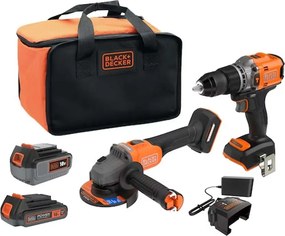 BLACK+DECKER - 6dílná sada AKU nářadí, baterií a nabíječky BCK24D1M1SB-QW