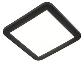 Stropní lampa černá 22,5 cm čtvercová vč. LED 3-stupňový stmívač IP44 - Steve
