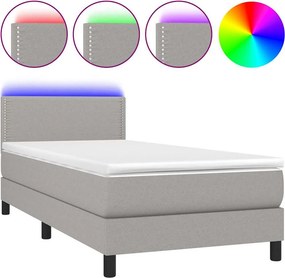 Box spring postel s matrací a LED světle šedá 90x190 cm textil 3133037