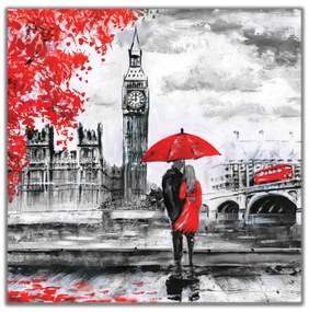 Malvis ® Obraz londýnská procházka červená Velikost (šířka x výška): čtverec - 80x80 cm