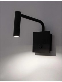 Nova Luce Nástěnné LED svítidlo SICILY černý hliník 3W 3000K s vypínačem
