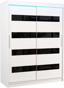 ADRK Furniture Posuvná skříň s lacobelem a LED osvětlením MARTINEZ 150 ADRK-SW-MAR-WBL-150-L