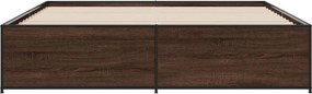 Rám postele hnědý dub 200 x 200 cm kompozitní dřevo a kov 3279871