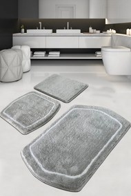 L´essentiel Maison Koupelnová předložka, akrylát, Set 3 ks Genom - Grey, Šedá