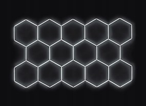 Escape6 Kompletní Led hexagonové svítidlo bílé 4500K, 14 elementů 420x238cm
