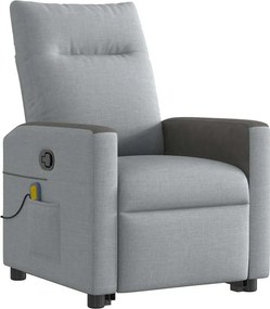Zvedací masážní polohovací křeslo světle šedé textil 3324059
