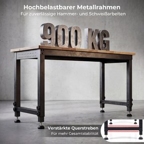 Costway 122 cm odolný pracovní stůl Výškově nastavitelný s kovovým rámem