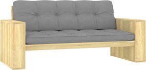 Zahradní lavice a šedé podušky 179 cm impregnovaná borovice 3065757