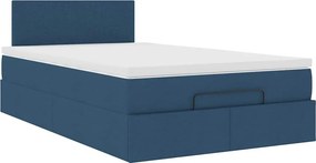 Osmanský rám postele s matrací modrá 120x190cm textil 3311365