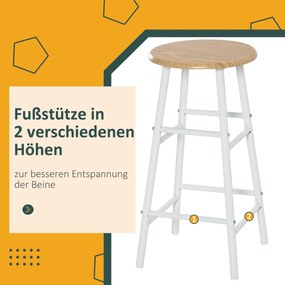 HOMCOM barový set 3-dílný jídelní stůl se 2 barovými židlemi jídelní skupina kuchyňský stůl a židle barový stůl a barové židle s odkládací policí MDF…