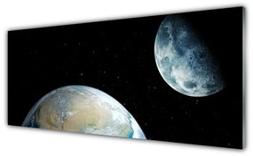 akrylový obraz Měsíc Země Vesmír 125x50 cm