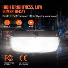 LED přístřešek osvětlení 150 W 16500LM 5000K Denní světlo venkovní osvětlení
