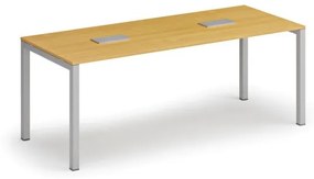 Stůl SQUARE 2000 x 800 x 750, buk + 2x stolní zásuvka TYP V, stříbrná