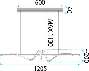 Toolight Toolight, LED stropní svítidlo 120cm, 50W, 3000K, LHJ023-CP, černá matná, OSW-50011