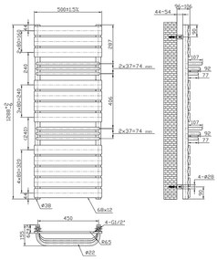 BPS-koupelny Koupelnový radiátor HYD-FUE-BL 50x128 cm, černý