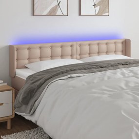 Čelo postele s LED cappuccino 163 x 16 x 78/88 cm umělá kůže 3123337