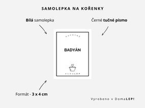 BADYÁN - Samolepka na kořenky 3 x 4 cm - DomaLEP varianta: BÍLÁ - tučné písmo