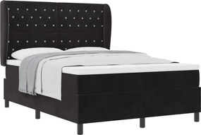 Postel s boxspringem s matrací s čelo Černý 190 x 140 cm samet 3340870