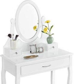 Goleto Originální vintage toaletní stolek se zrcadlem Lena | bílý