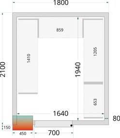 Tefcold CR 180x210x220 - Chladicí box stavebnicový, PUR panely 80 mm, objem 6,49 m3, 44074 + Záruka 2 roky pro firmy