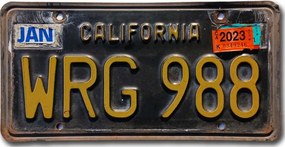 Americká SPZ California Black WRG 988