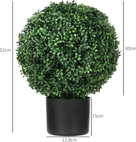 HOMCOM Umělé rostliny sada 2 umělých rostlin odolných proti UV záření v květináči 52 cm zimostráz pro zahradní dekorace obývacích pokojů | Aosom.de