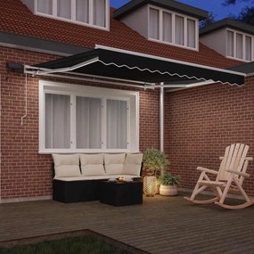 Stahovací markýza Černá 350 x 250 cm Látka a hliník 3330322