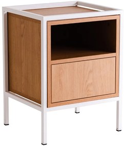 OnaDnes -20% Nordic Design Noční stolek Skipo se zásuvkou 60 x 45 cm s dubovým dekorem a bílou konstrukcí