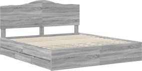 Rám postele s čelo Šedá sonoma 200 x 200 cm Inženýrské dřevo 3413385