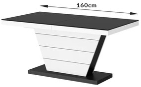 Jídelní stůl VEGA (černý lesk/bílý lesk/černý lesk)