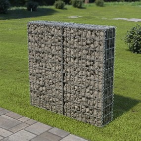 Gabionová zeď s kryty z pozinkované oceli 100 x 20 x 100 cm,  143578