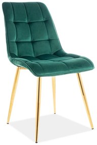 Jídelní čalouněná židle SIK VELVET zelená/zlatá