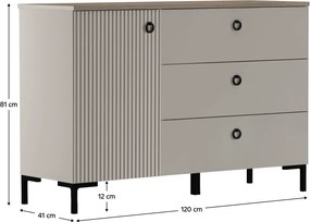 Kondela Komoda, šedohnědá Taupe/dub silverjack, DOMCA 1D3S