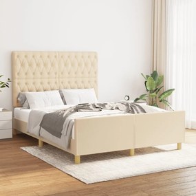 Rám postele bez matrace krémový 140 x 190 cm textil 3125297