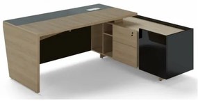 Rohový psací stůl TRIVEX - 200x180 cm - dub pískový/černá - pravý - 3D5295