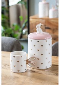 Keramická dóza s růžovým víčkem a králíčkem Babette – 13x30 cm