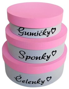 Šperkovnice 3 krabičky sv.šedá/růžová