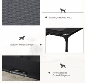PawHut Dog Lounger Vyvýšený venkovní pelíšek a pohovka pro psy, Oxford Black, 92x76x18cm| Aosom